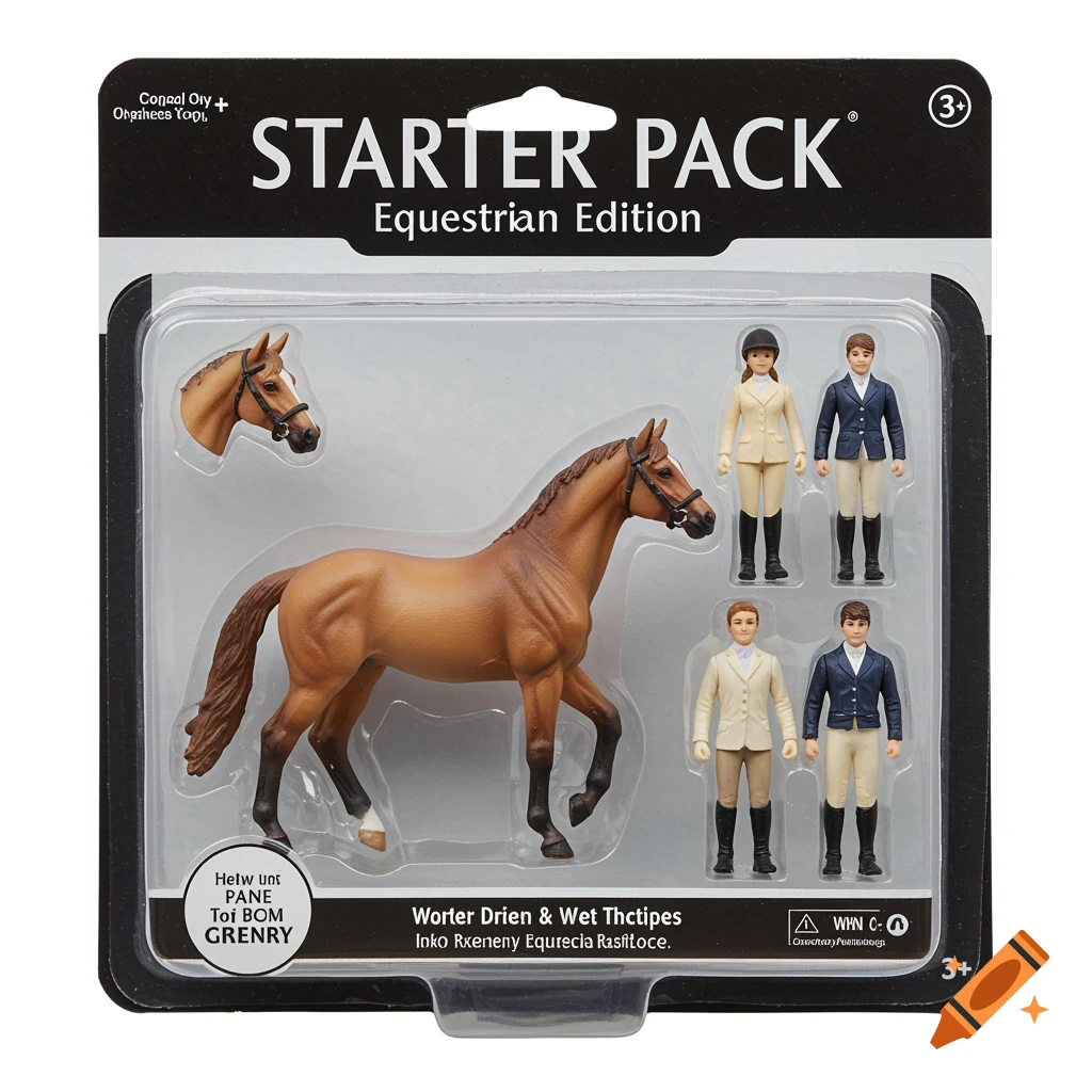 Digital illustration of an Equestrian Edition starter pack figurine ...