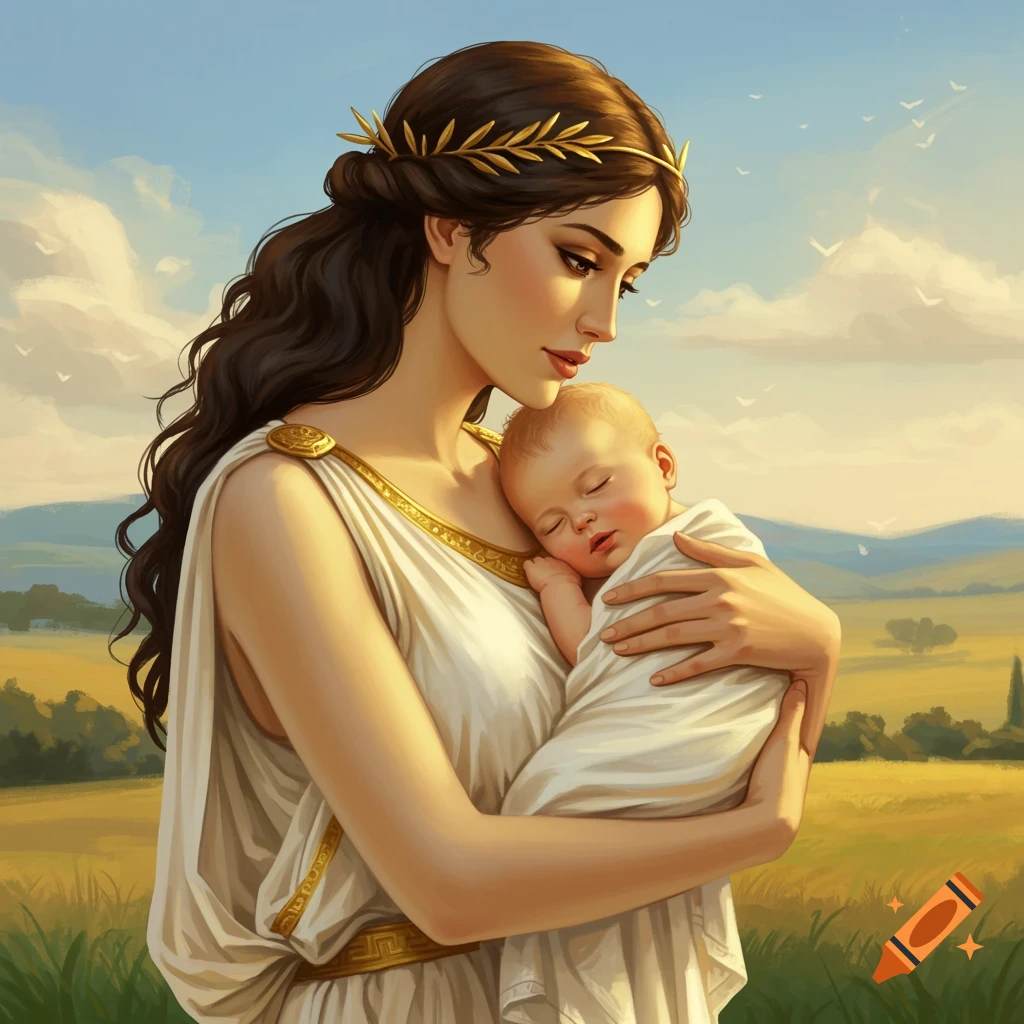 Hera holding a baby on Craiyon