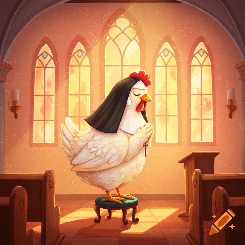 Skinny gray rooster and big pink pig on a farm on Craiyon