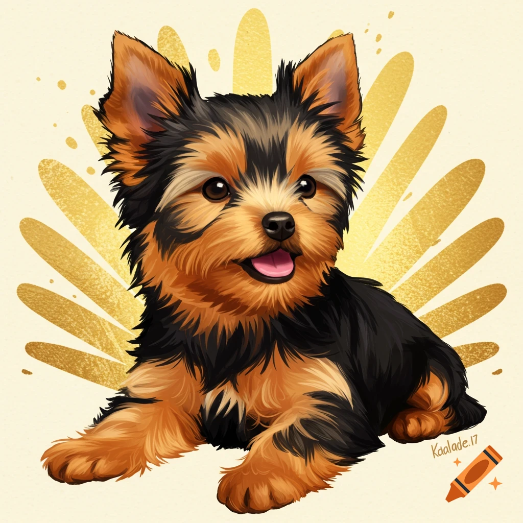 Cute Cartoon Yorkie Puppy