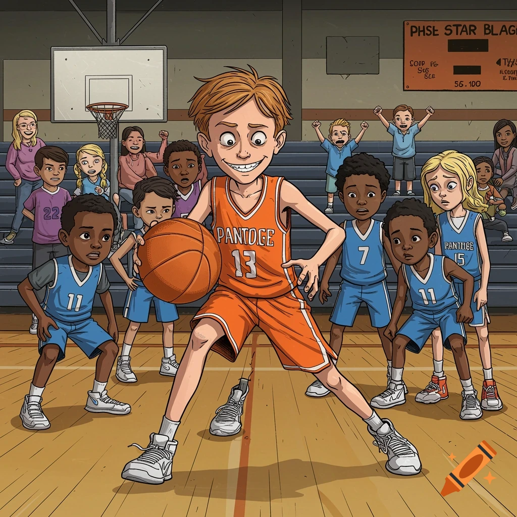 5th grade basketball team with ball hog star player on Craiyon