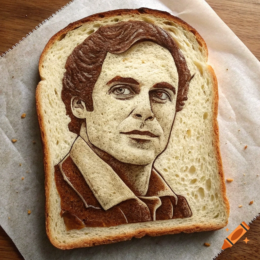Ted Bundy made of bread on Craiyon