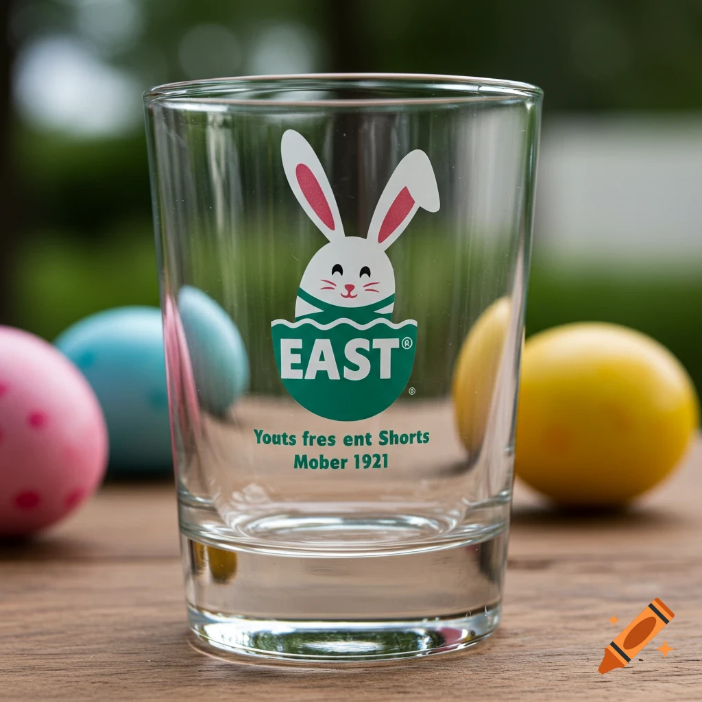 Logo on a clear drinking glass for a yeast company's Easter party on ...