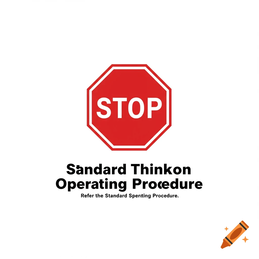 Stop sign logo with text "Standard Thinkon Operating Procedure" on Craiyon