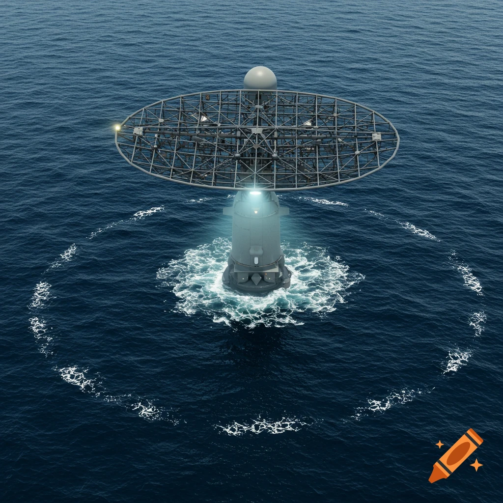 Airborne radar scanning the sea on Craiyon