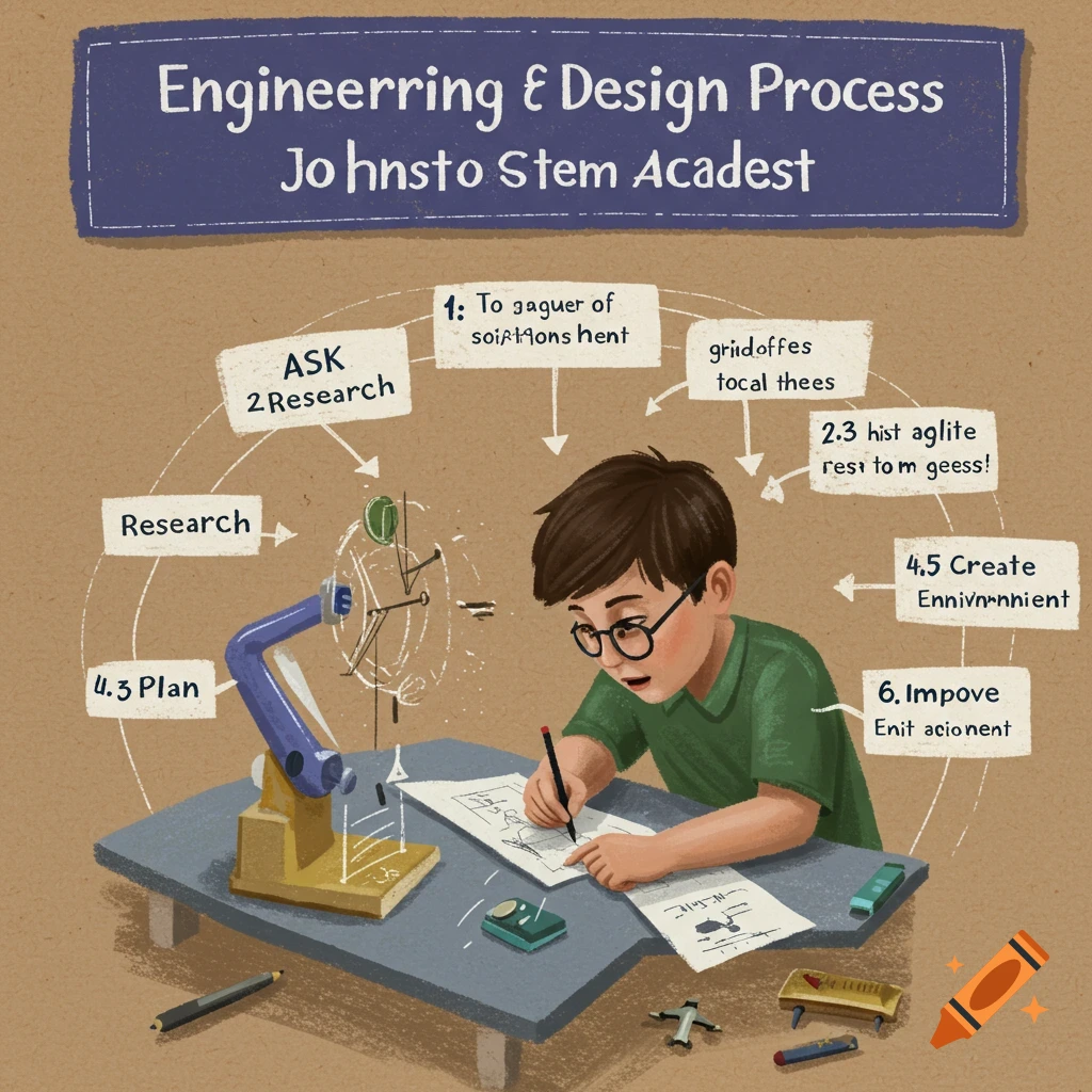 Engineering and Design process for Johnston STEM Academy on Craiyon