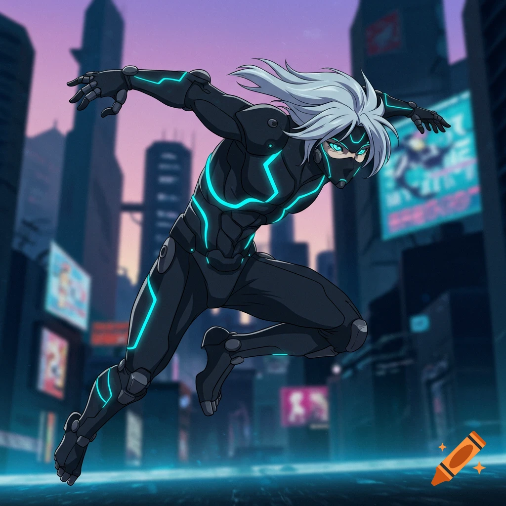 Futuristic ninja android in 2000s anime style on Craiyon