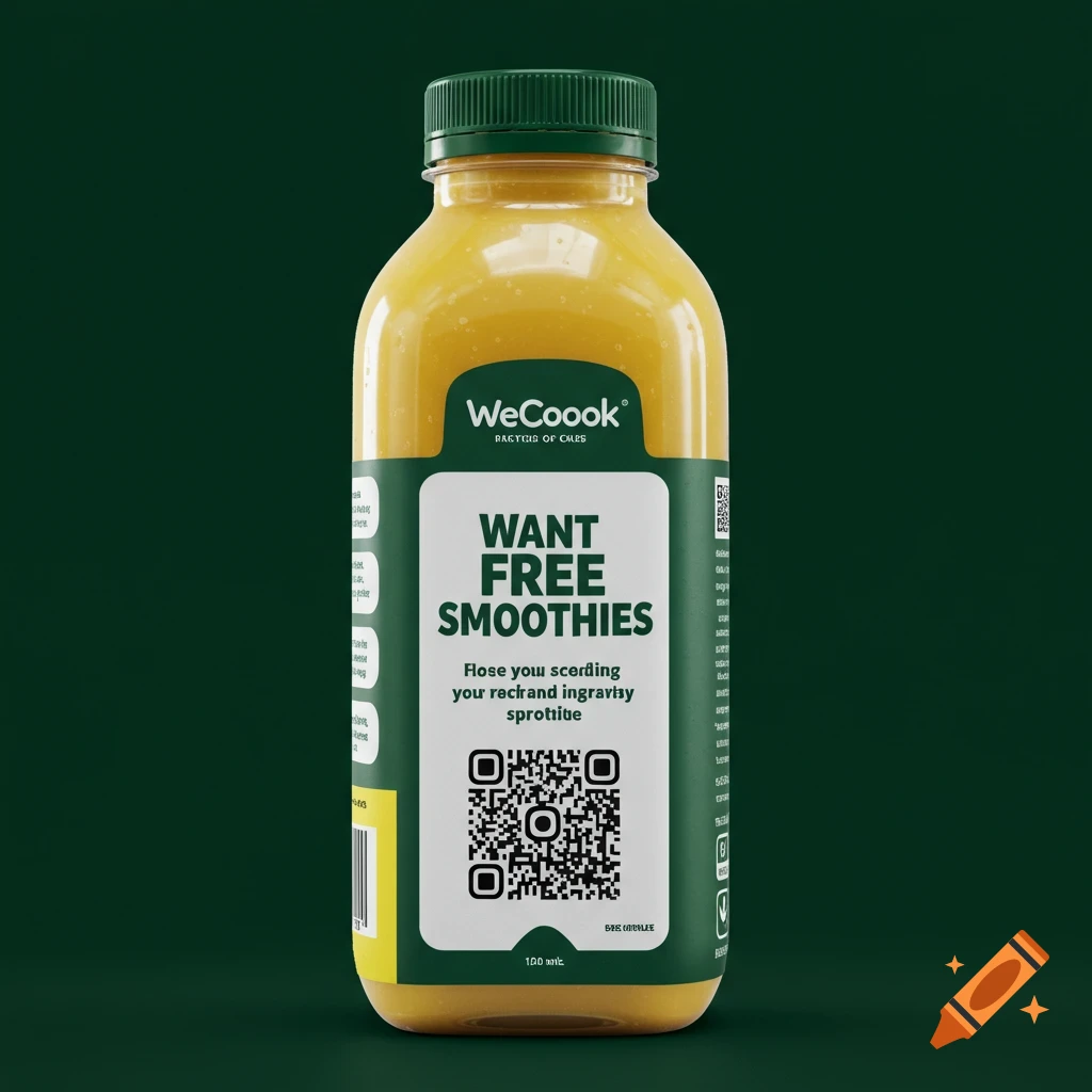 Water bottle cling with QR code and text: 'if you liked that, you’re ...