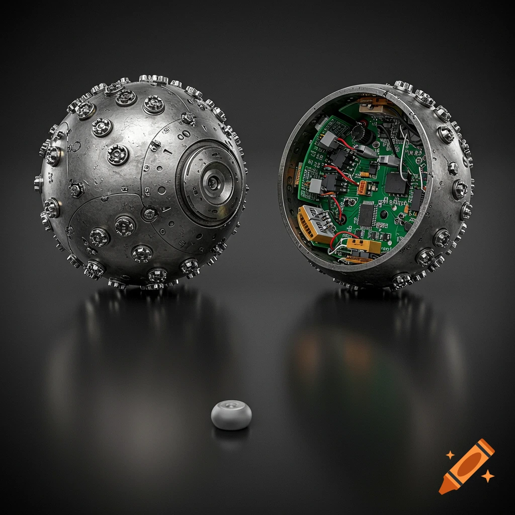 Digital blueprint of a self-propelled metal sphere with internal ...