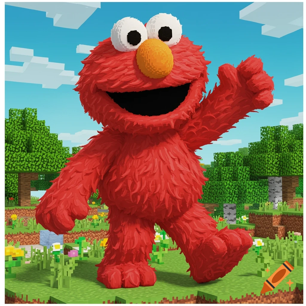 Elmo in Minecraft on Craiyon