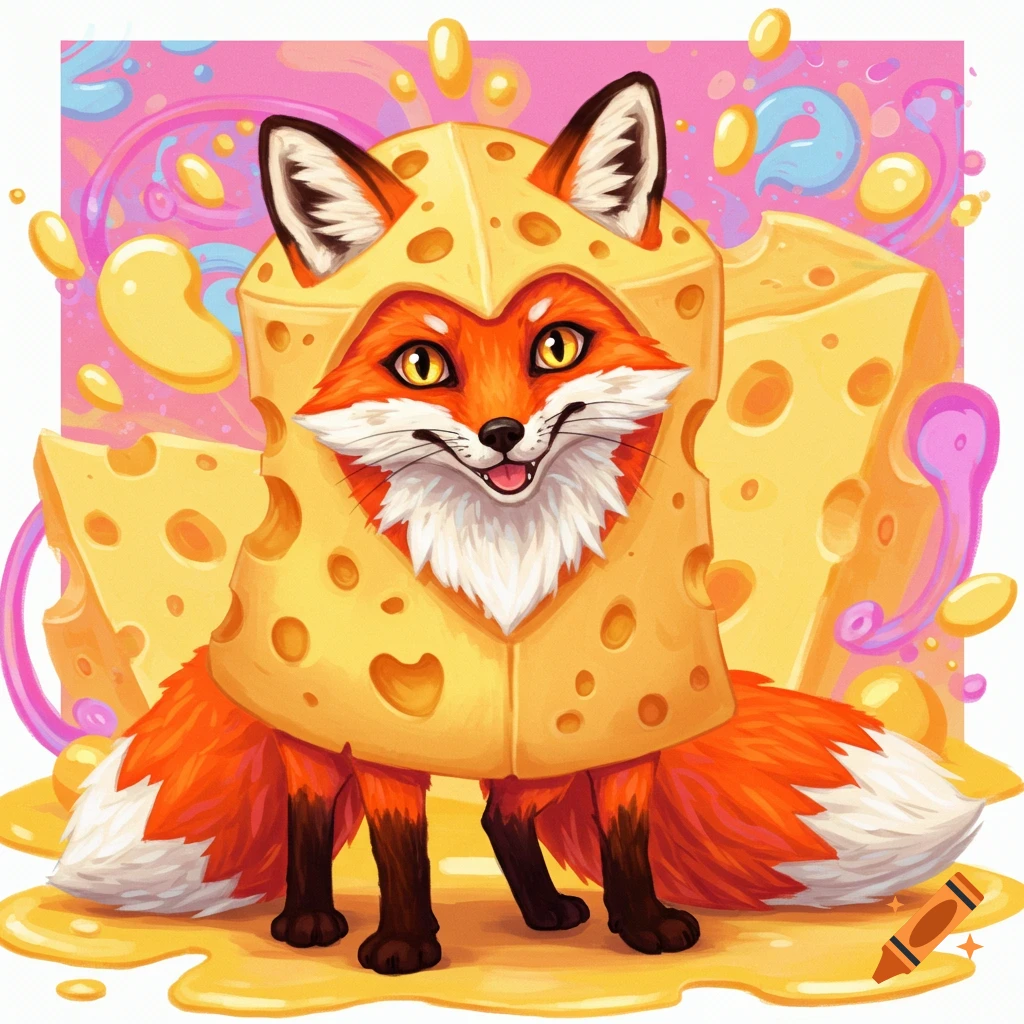 Funky fox in cheese on Craiyon