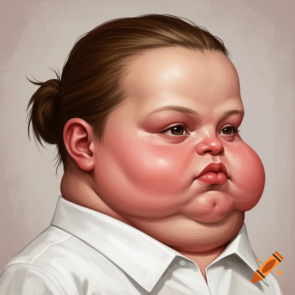 A child with brown hair and a large forehead. on Craiyon