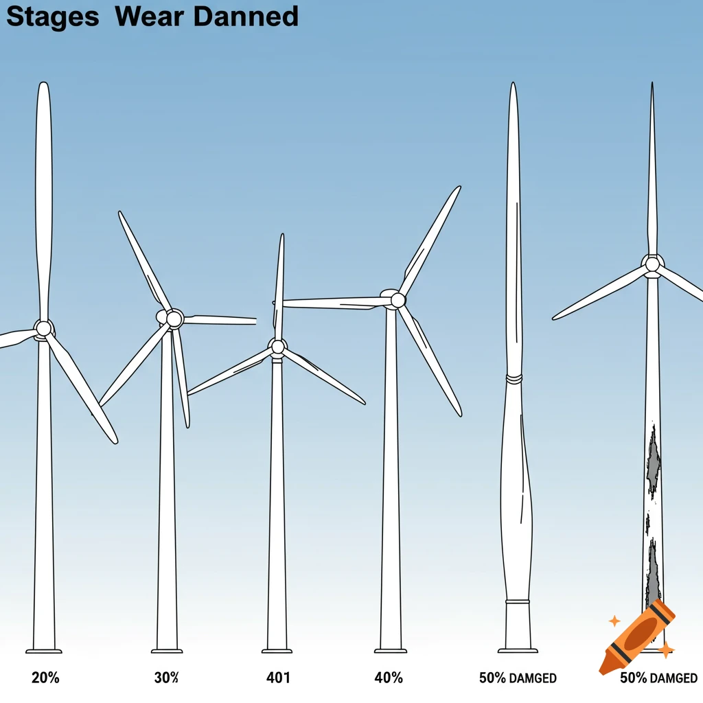 Wind turbine blade wear comparison on Craiyon