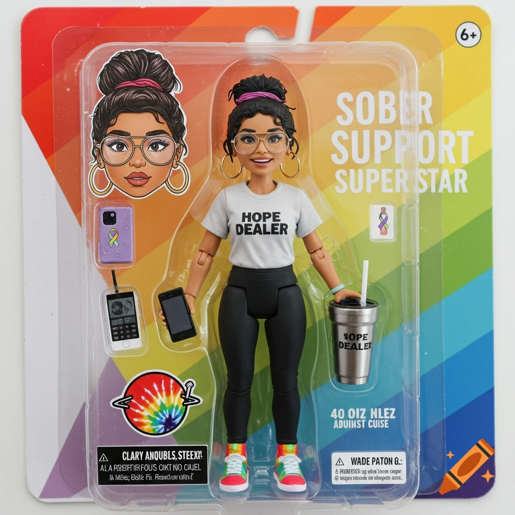 Sober Support Superstar action figure in rainbow packaging with 'Hope ...