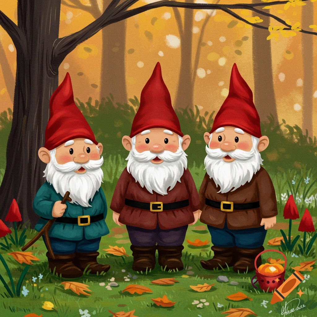 Gnomes in mushroom houses riding squirrels. on Craiyon