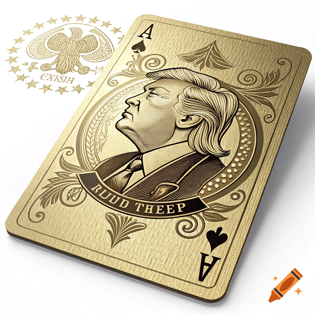 An ornate playing card back with gold, deep blue, and burgundy embossed ...