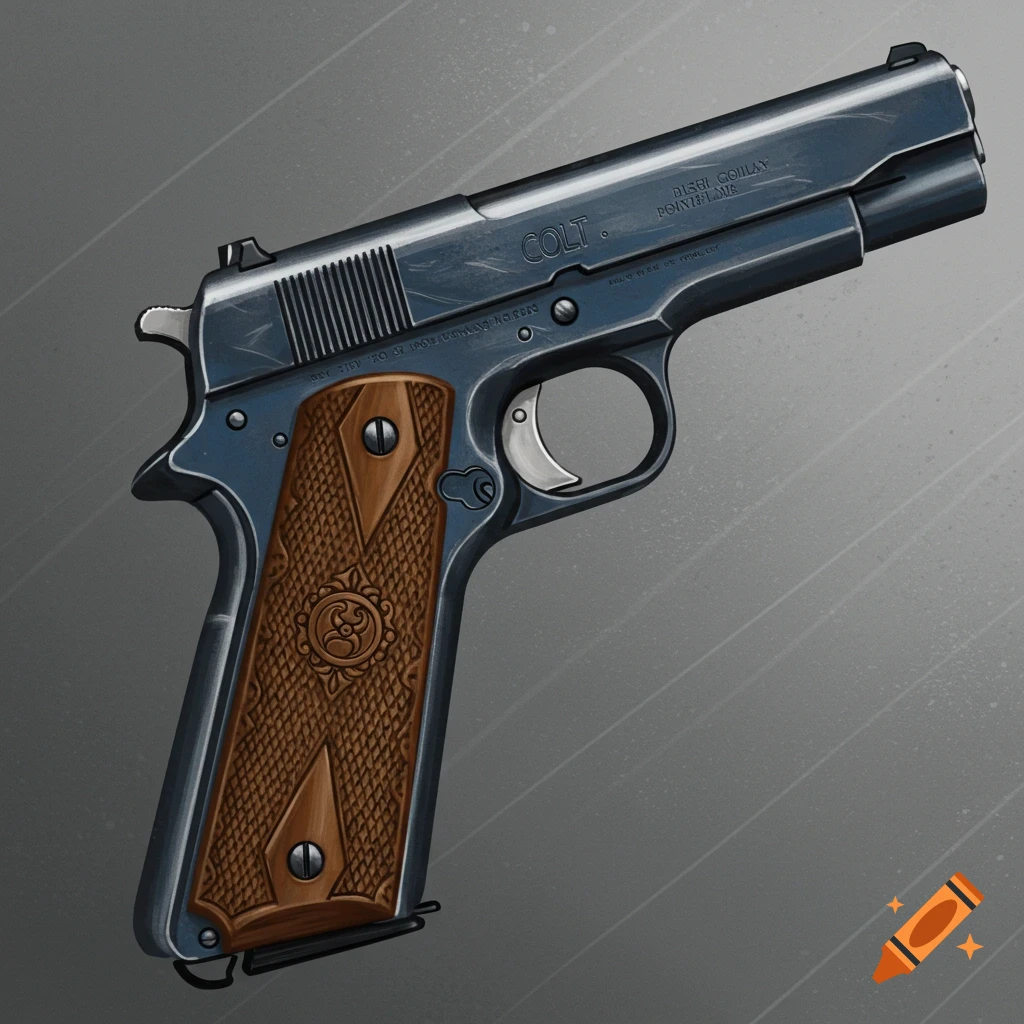 Illustration of a green Colt 1911 pistol with the text SGT YORK below ...