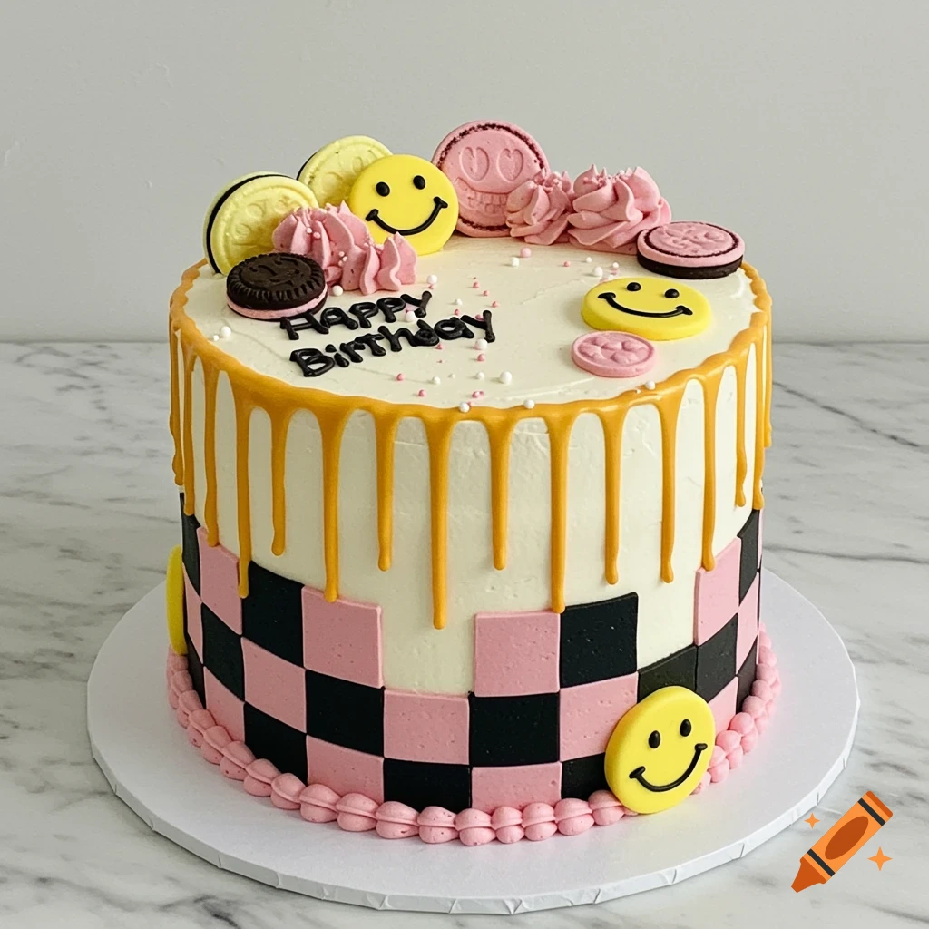 Warped Tour themed buttercream birthday cake for a girl on Craiyon