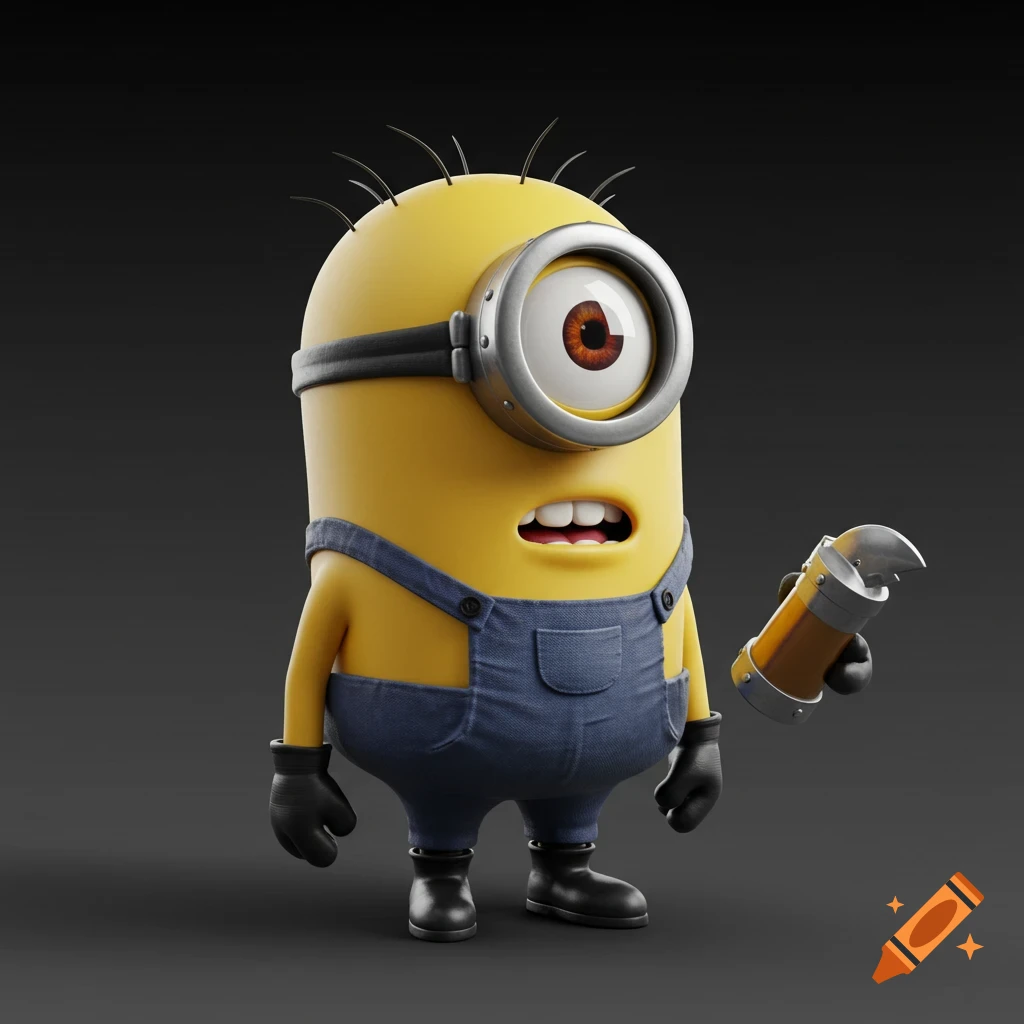 Minion playing Arma on computer with Arma logo on screen, cartoon style ...