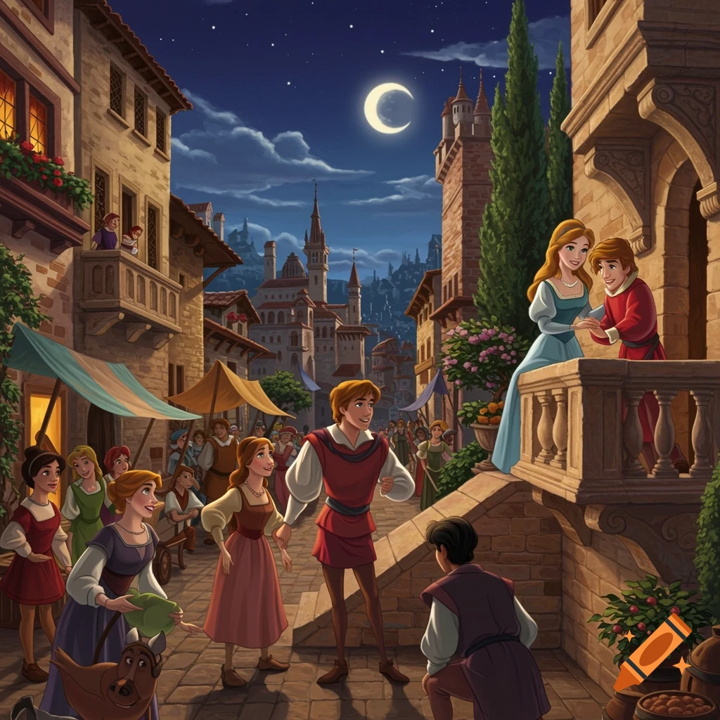 Disney Renaissance style Romeo and Juliet adaptation on Craiyon