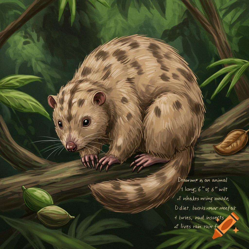 Furry, burrowing animal in a rainforest environment. on Craiyon