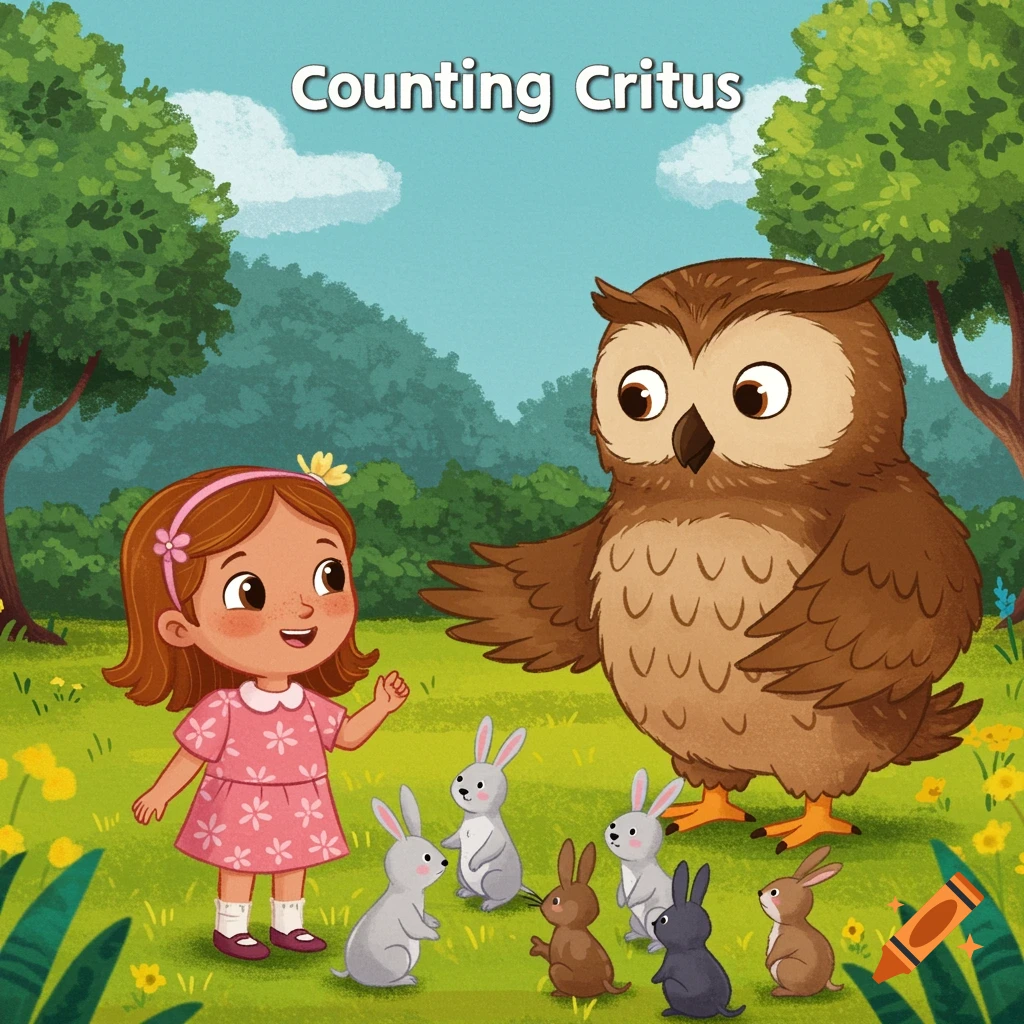 Illustration of Sunny and Leo the Wise Owl learning to count animals ...