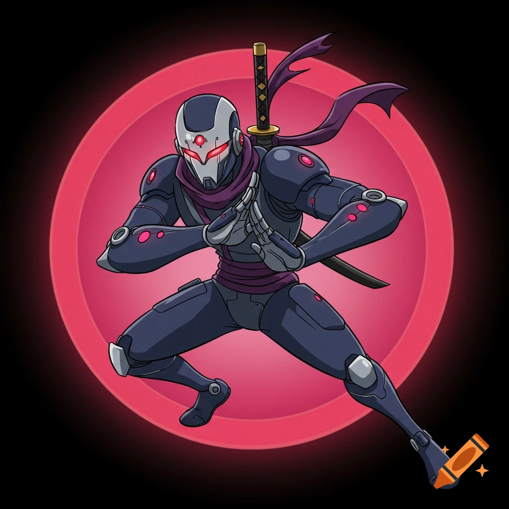 Futuristic ninja robot in anime style on Craiyon