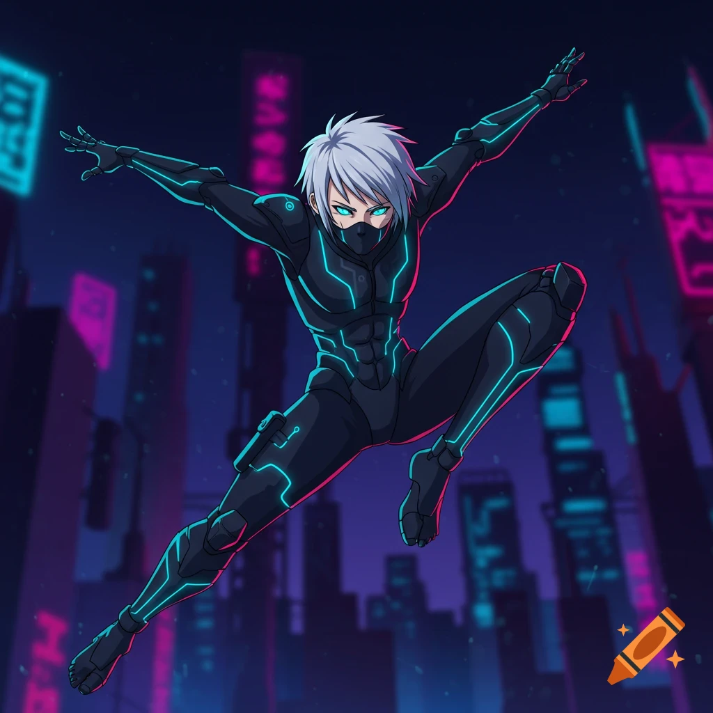 Futuristic ninja android in 2000s anime style on Craiyon
