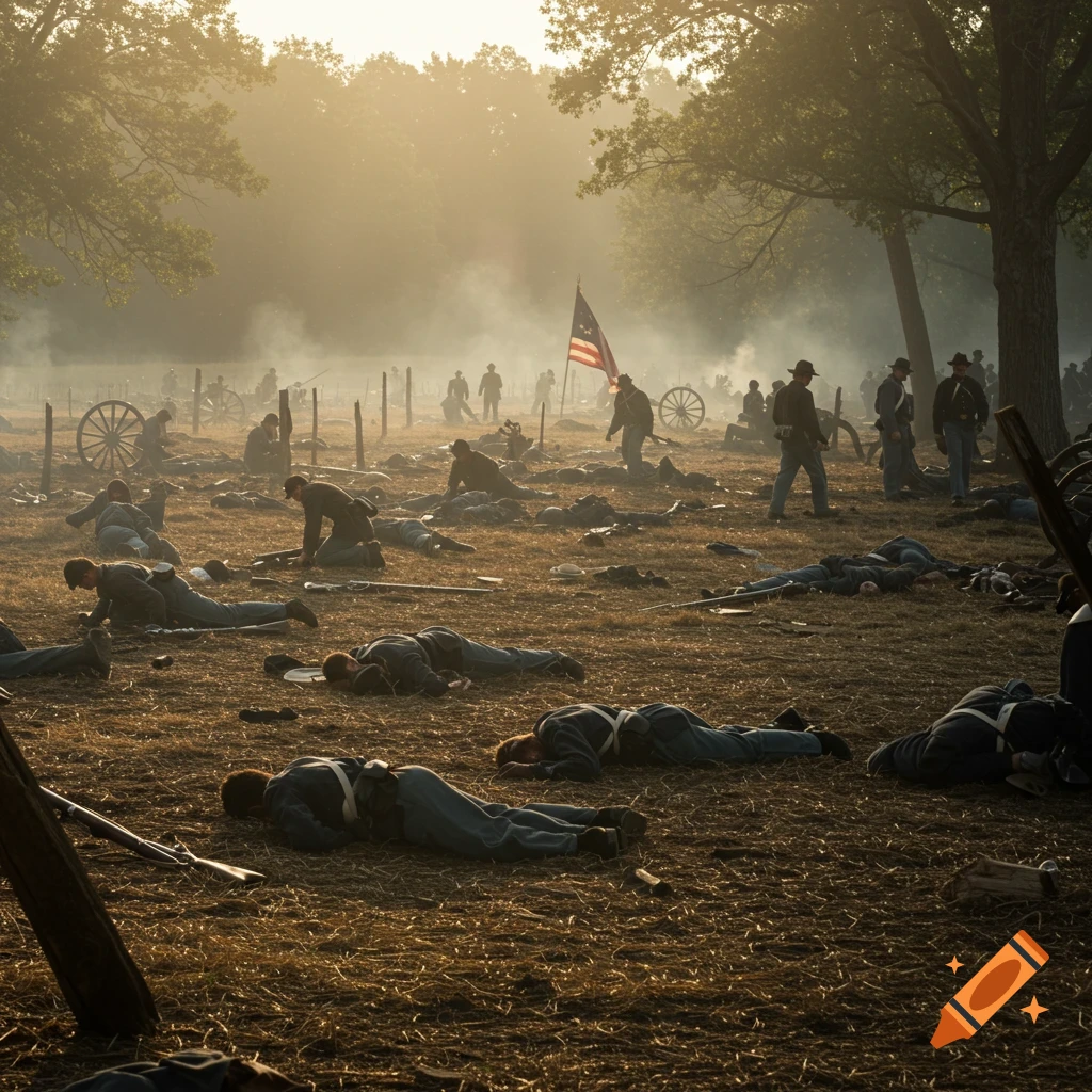Civil War battlefield on Craiyon