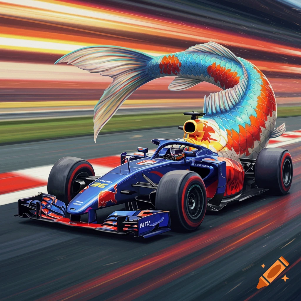 Fish mixed with a race car on Craiyon