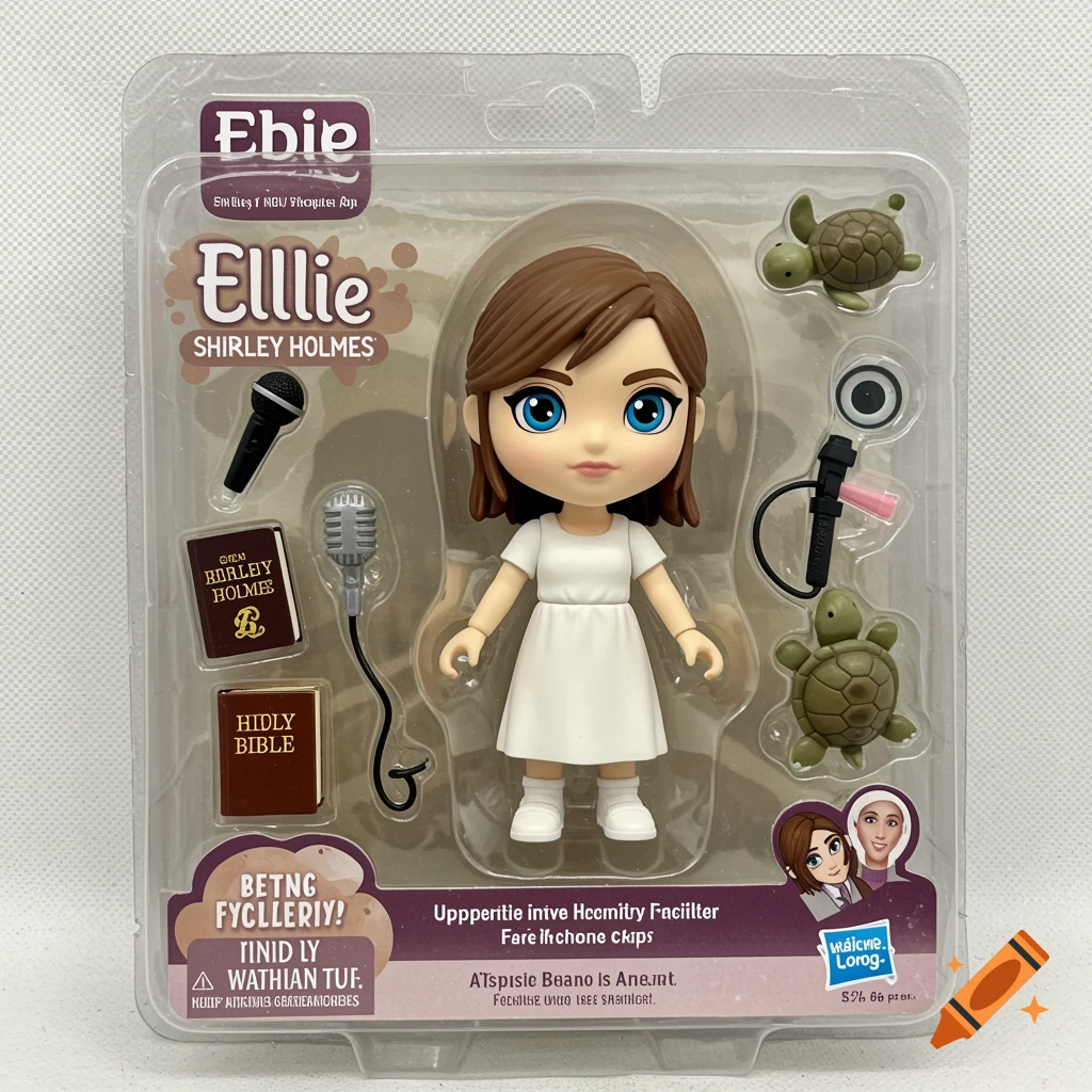 3D action figure toy of Ellie in blister packaging with microphone ...