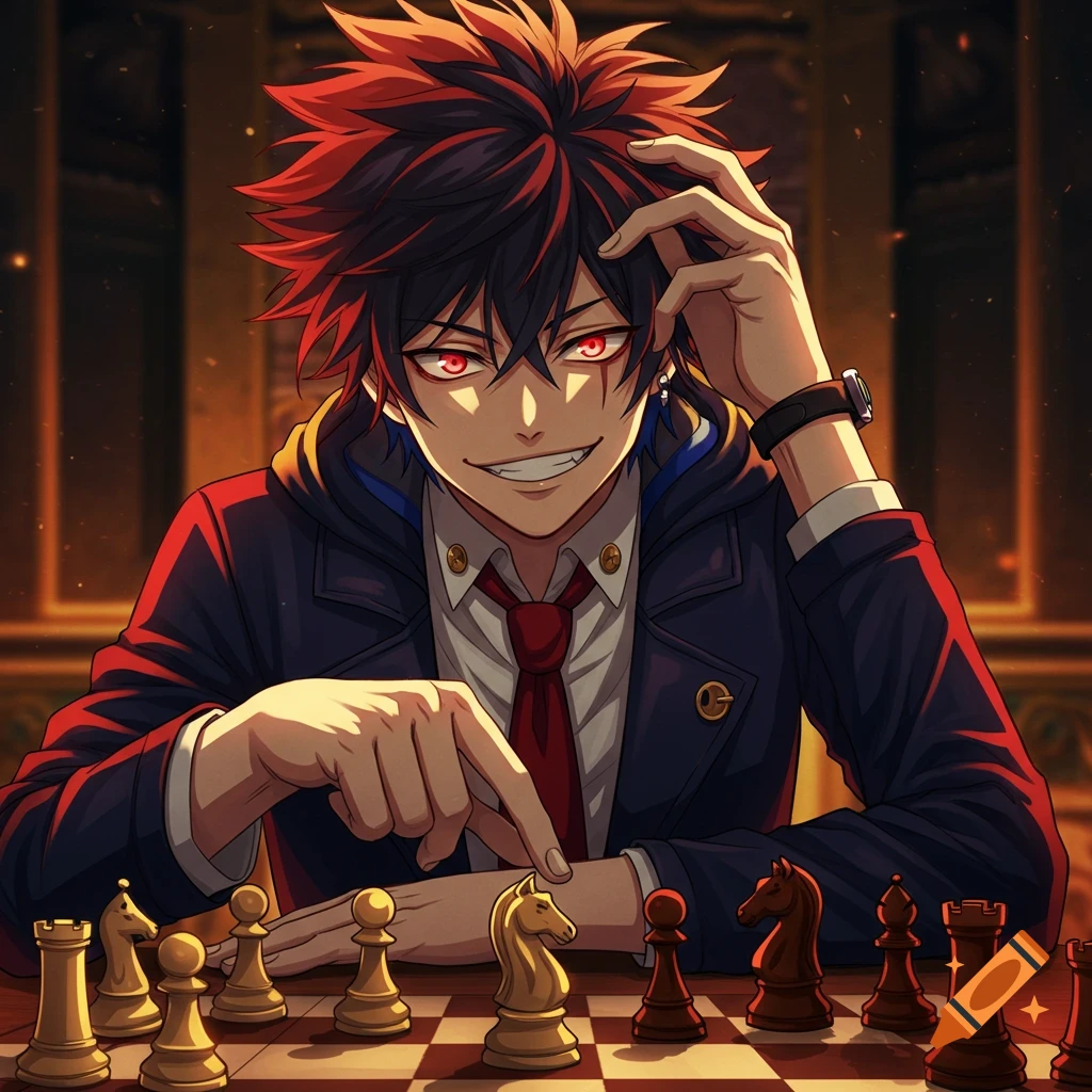 Yuro Izanagi, anime chess player with a knight piece, mystery outfit ...