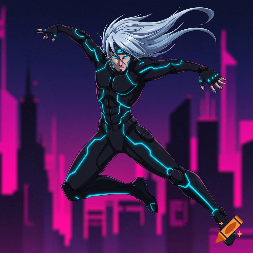 Futuristic ninja android in 2000s anime style on Craiyon