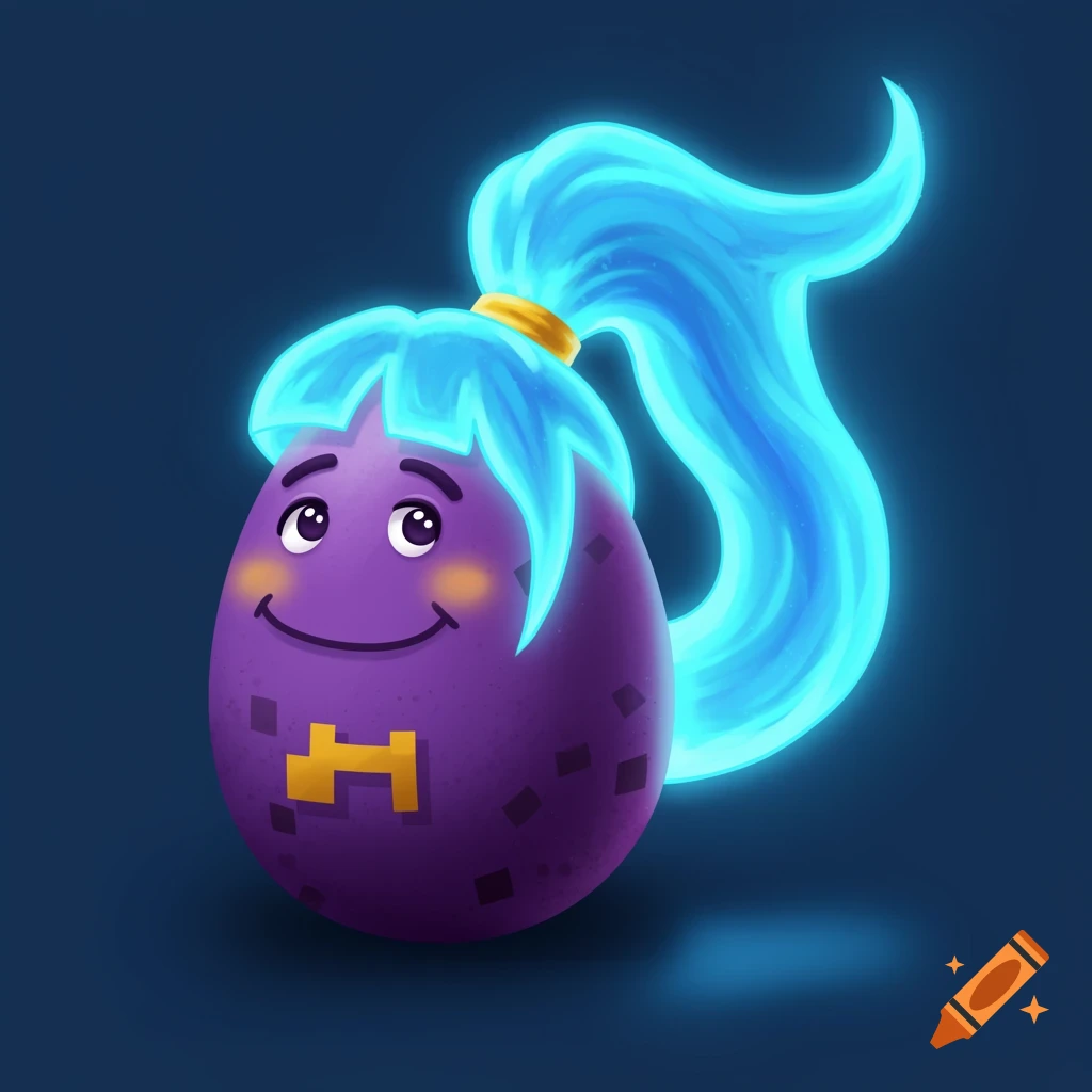 McDonald's Minecraft Grimace Egg with blue ponytail on Craiyon