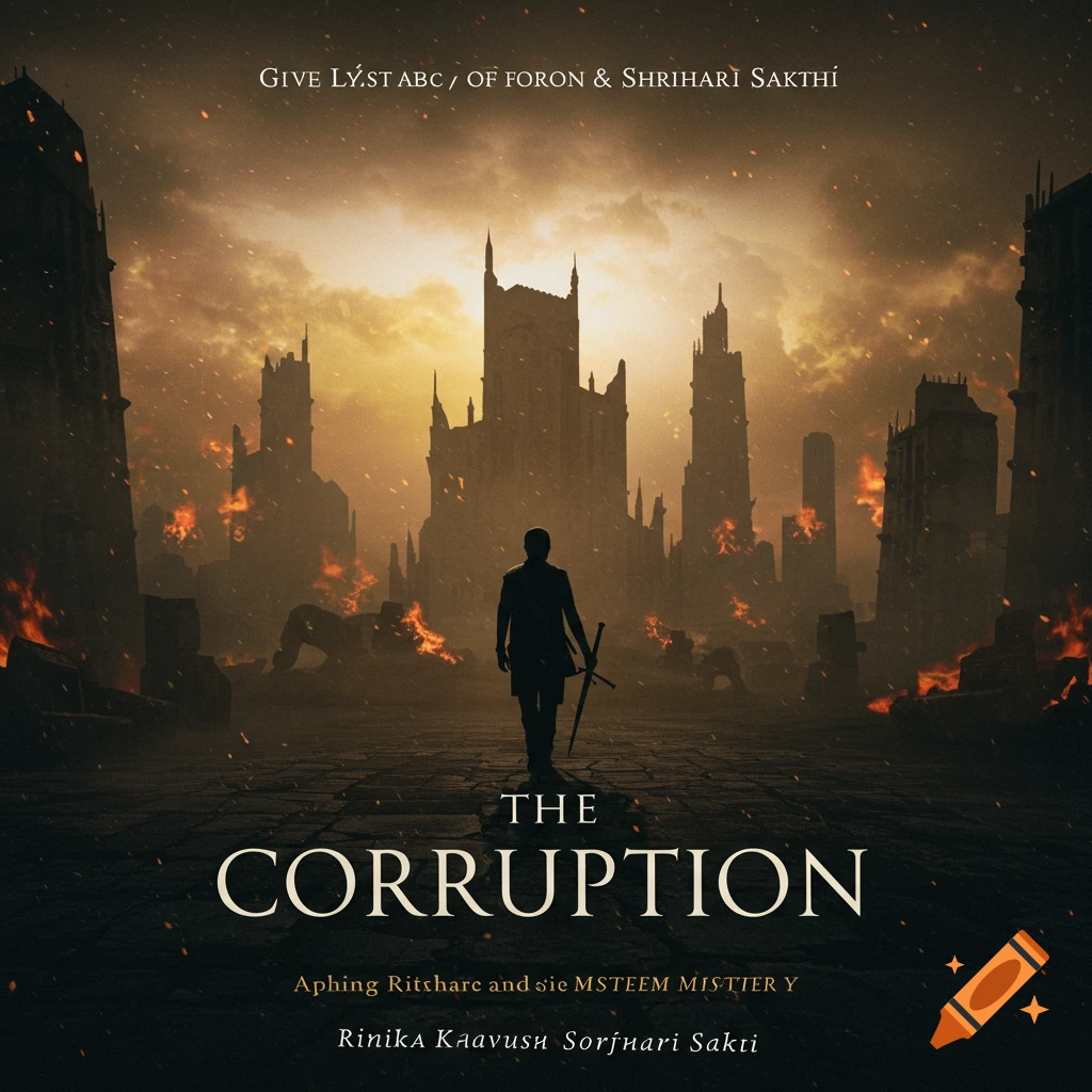 The Corruption book cover featuring hobbit-like characters, dystopian ...