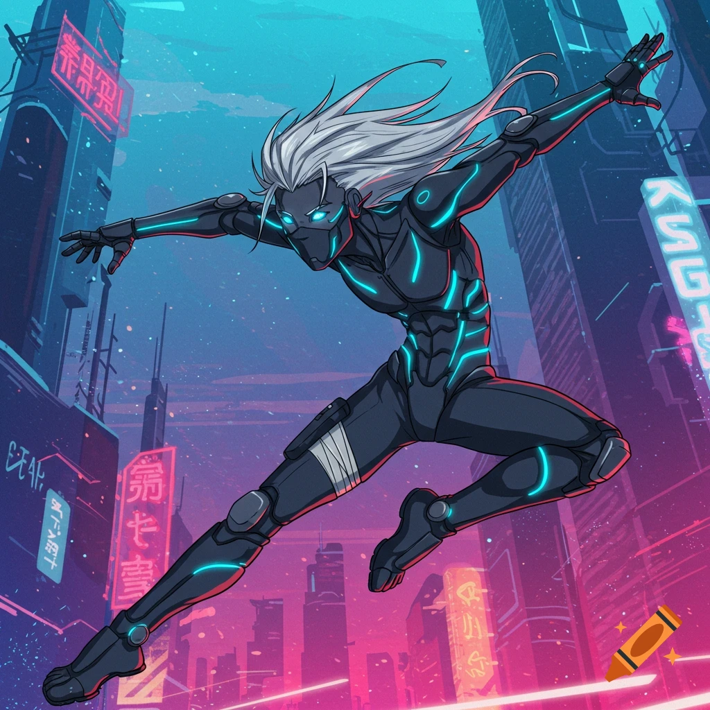 Futuristic ninja android in 2000s anime style on Craiyon