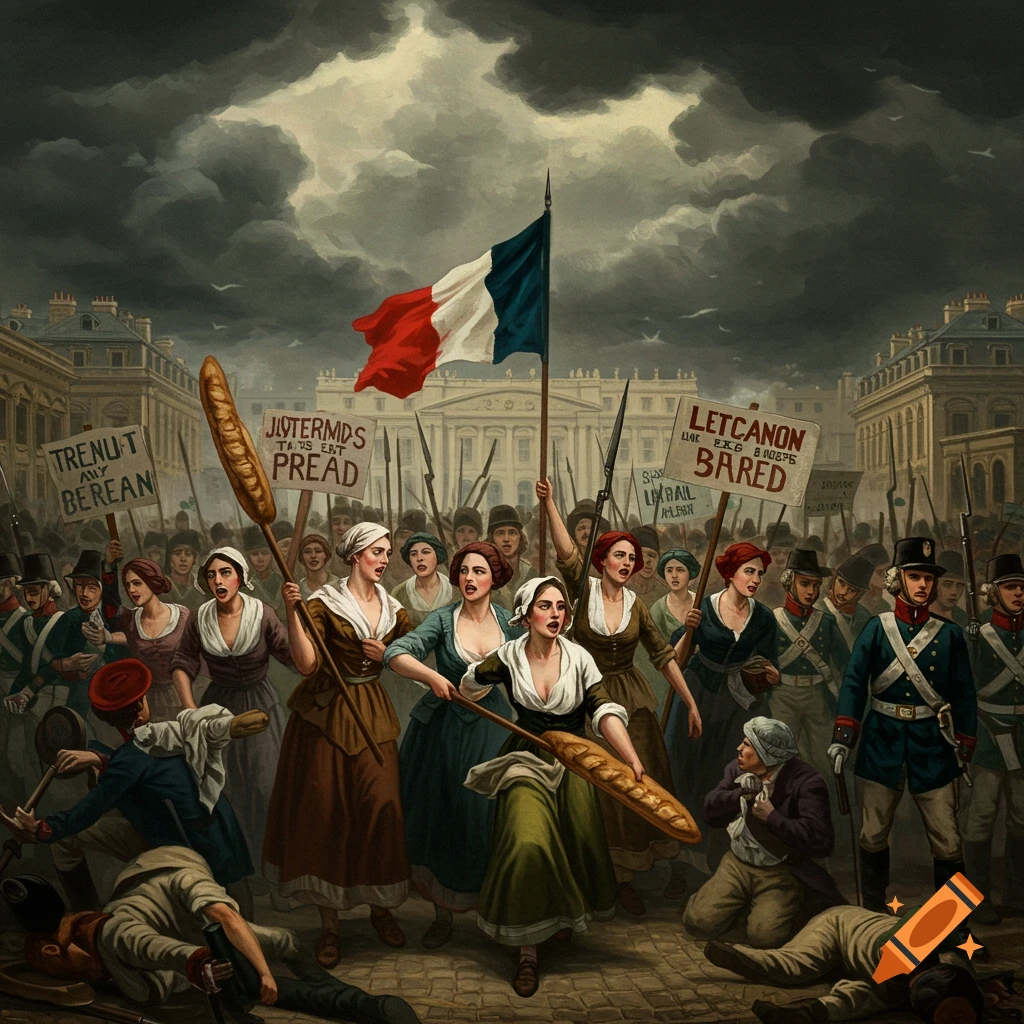 Historical painting of the Women’s March on Versailles, 1789. on Craiyon
