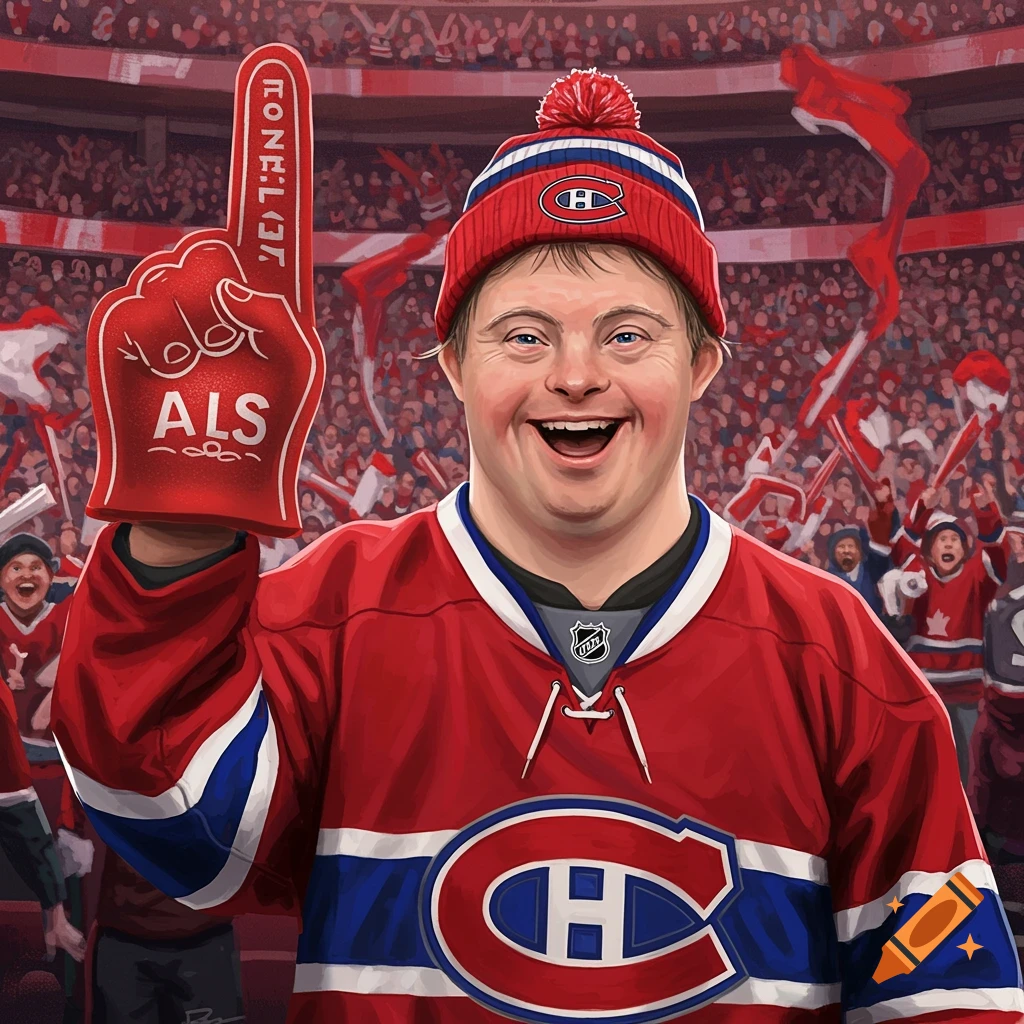 Montreal Canadiens fan with Down syndrome on Craiyon