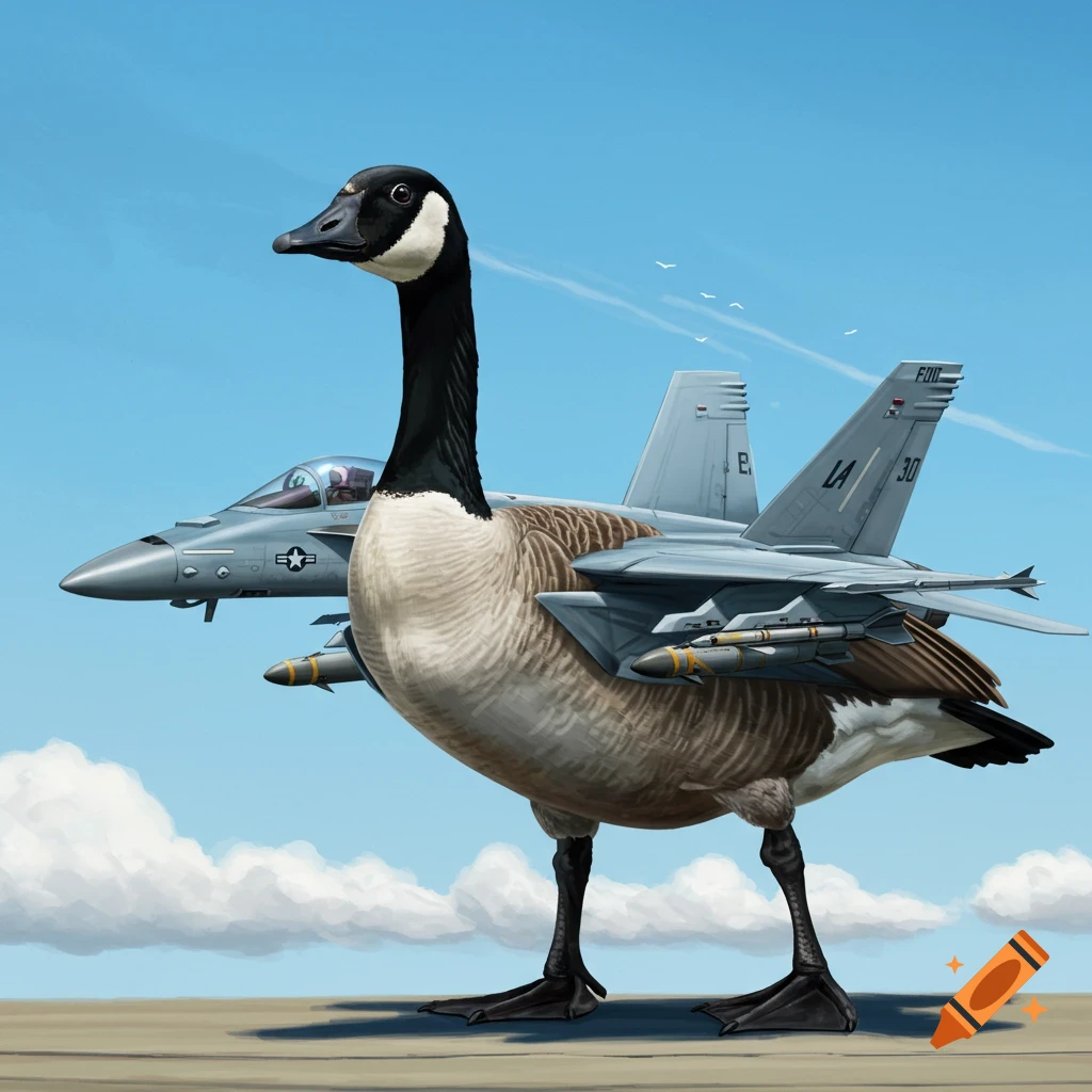 Canadian goose mixed with US NAVY F18, modern style on Craiyon