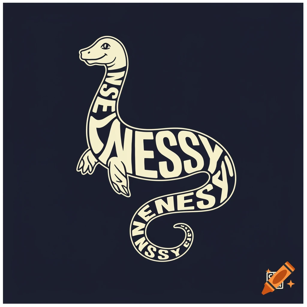 Loch Ness Monster bookmark design spelling 'Nessy' on Craiyon