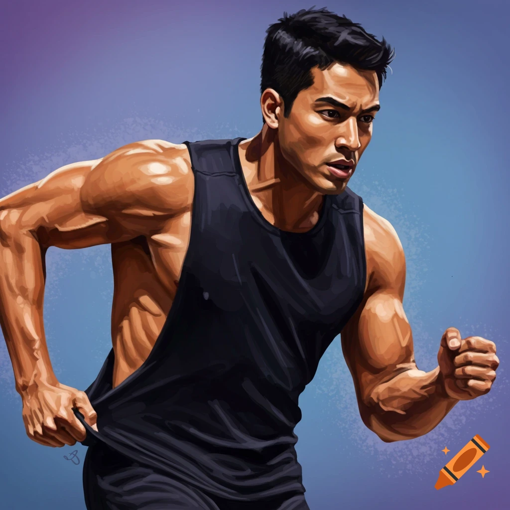 An athletic man in a black tank top on Craiyon