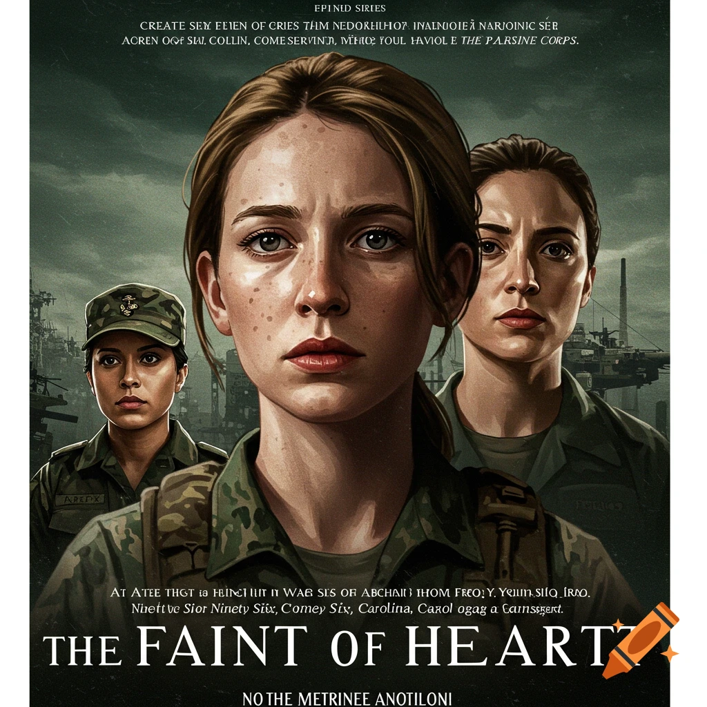 The Faint of Heart movie cover featuring a young woman Marine during ...