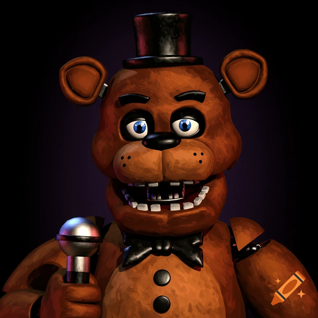 Full body of a damaged Five Nights at Freddy's animatronic bear with ...