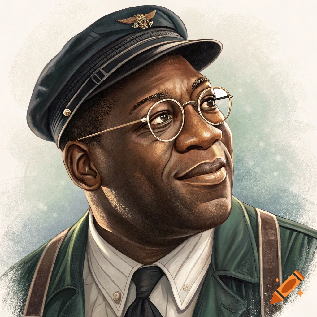 John Coffey from The Green Mile wearing Malcolm X's glasses on Craiyon