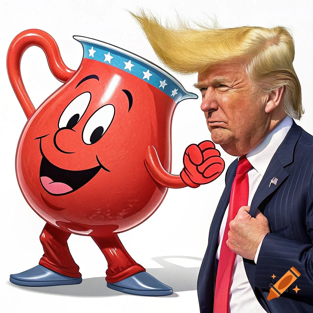 Trump's hair on Kool-Aid mascot on Craiyon