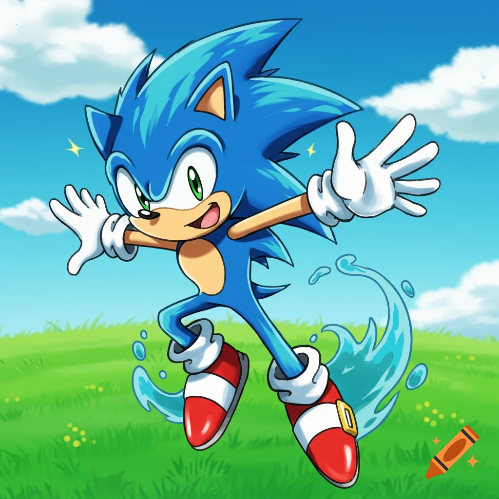 Sonic the Hedgehog as a Pokemon character illustration on Craiyon