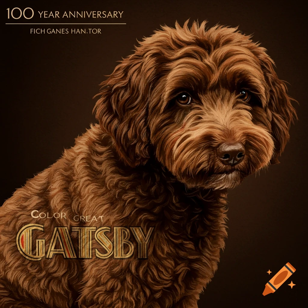 Great Gatsby themed brown labradoodle dog with 100 year anniversary ...