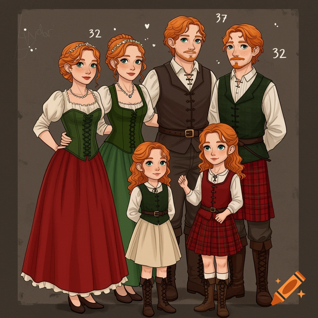 Scottish noble family with orange hair on Craiyon