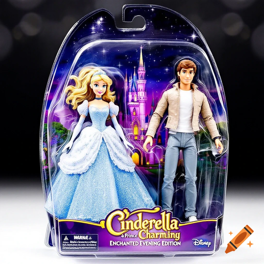 Cinderella and Prince Charming action figures in castle packaging on ...