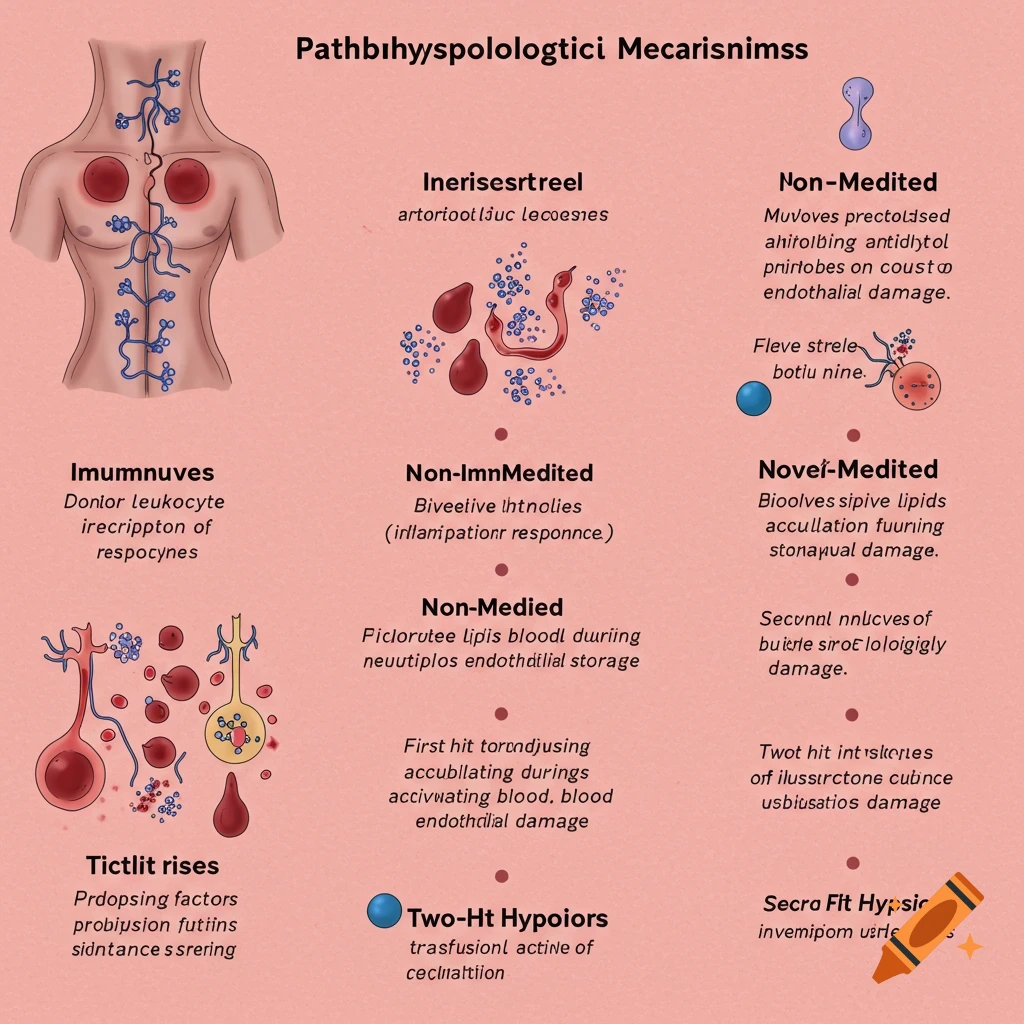 Pathophysiological mechanisms and immune interactions diagram on Craiyon